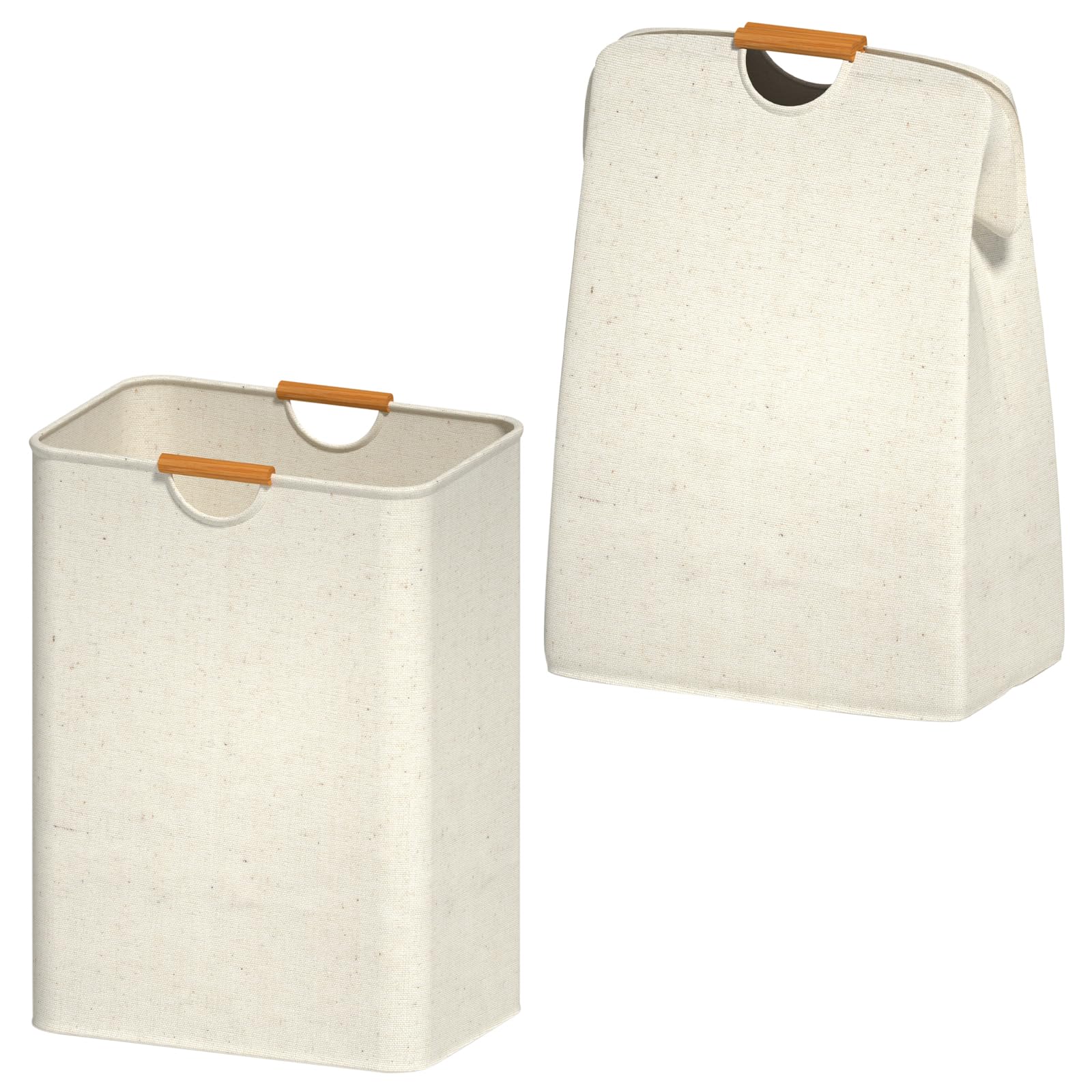 Neateam Laundry Basket, White Laundry Hamper with Handle Laundry Basket Dorm Waterproof Dirty Clothes Hampers for Bedroom Laundry Room Bathroom