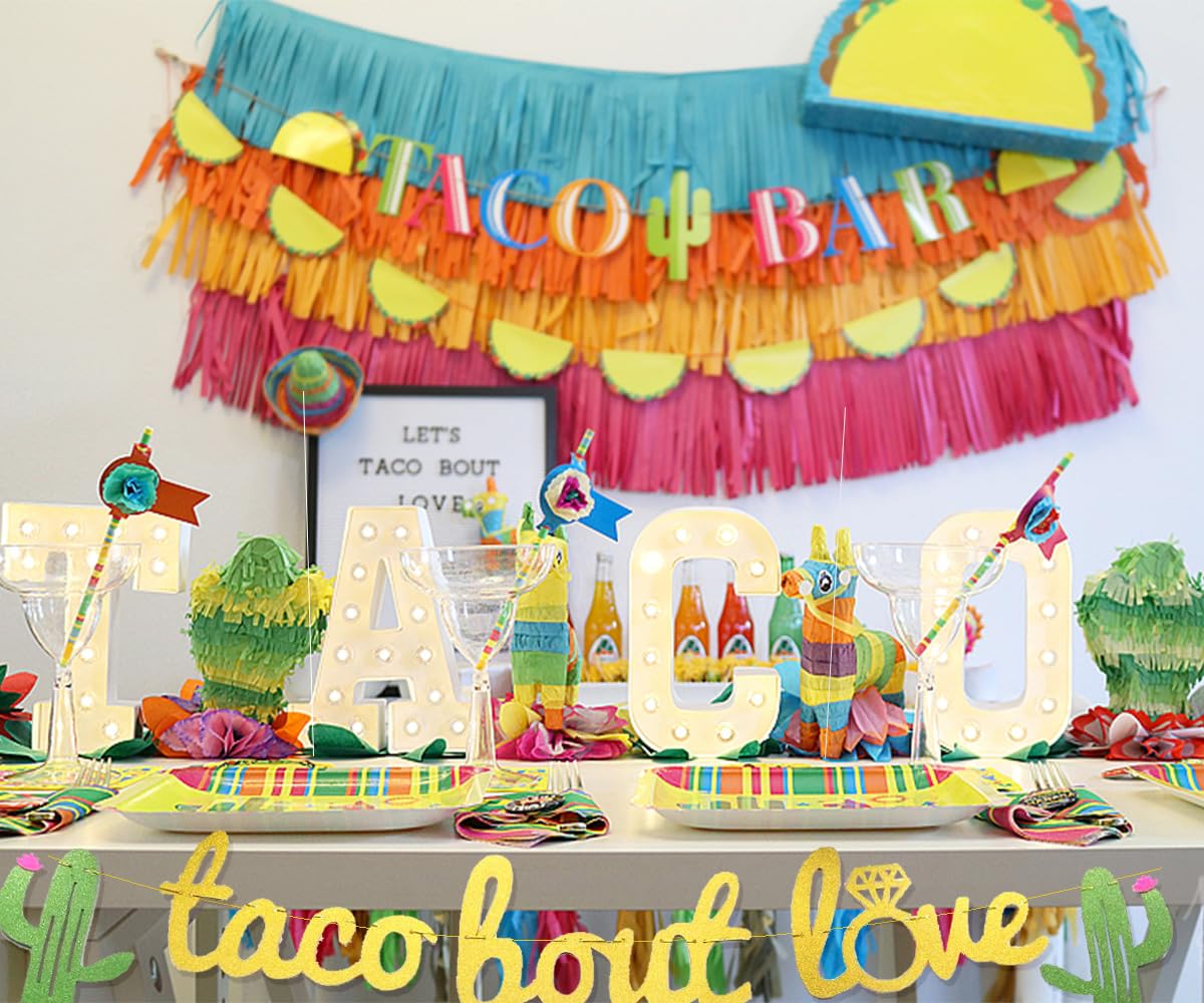 Fiesta Bridal Shower Decorations Mexican Taco Bout Love Balloon Cactus Garland Papel Picado Banner for Engagement Bachelorette Party