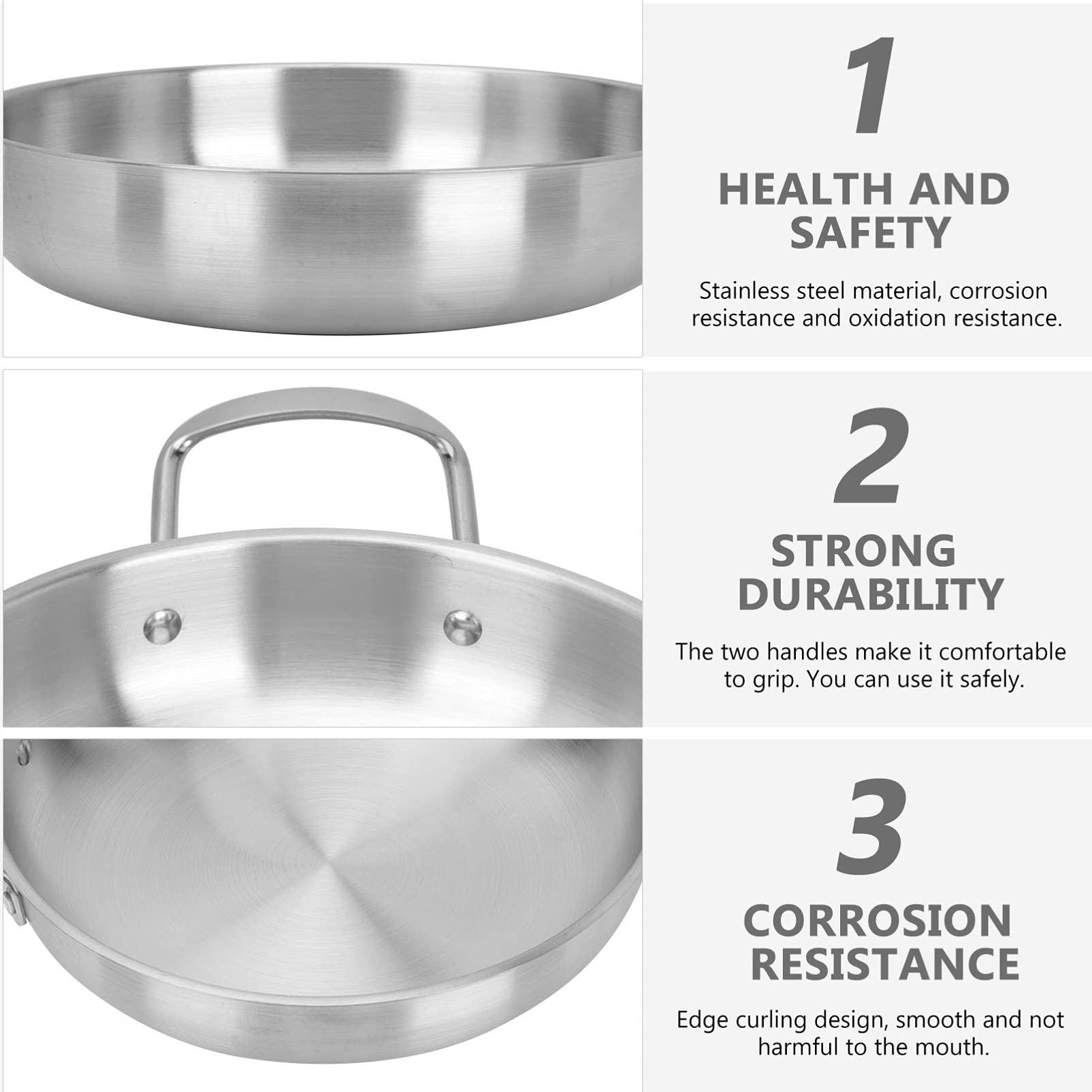 Cast Iron Skillet Korean Noddle Pot Korean Ramen Noodle Pot Ramyun Cooker Stainless Steel Soup Pot Seafood Pot with Double Handle for Cooking Soup Pasta Stew and More 26CM Pot Steamer Pot (Color : Si