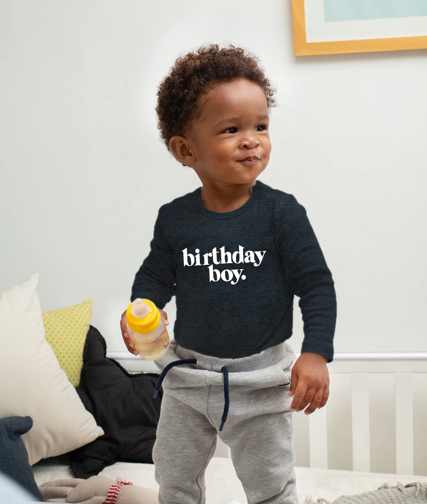 Birthday boy Shirt Toddler Outfit its My Year Old First 1st 2nd 3rd 4th 5th Tshirt (12 Months, Charcoal Black - Long Sleeve)