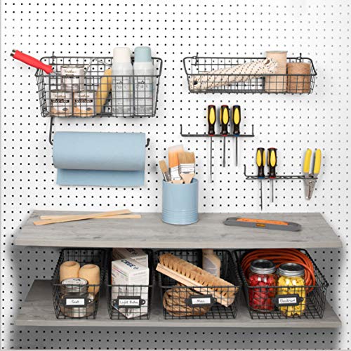 Spectrum Diversified Medium Pegboard & Wall, Wire Slatwall & Pegboard Mount Basket, 16.25"L x 4.5"W, Industrial Gray