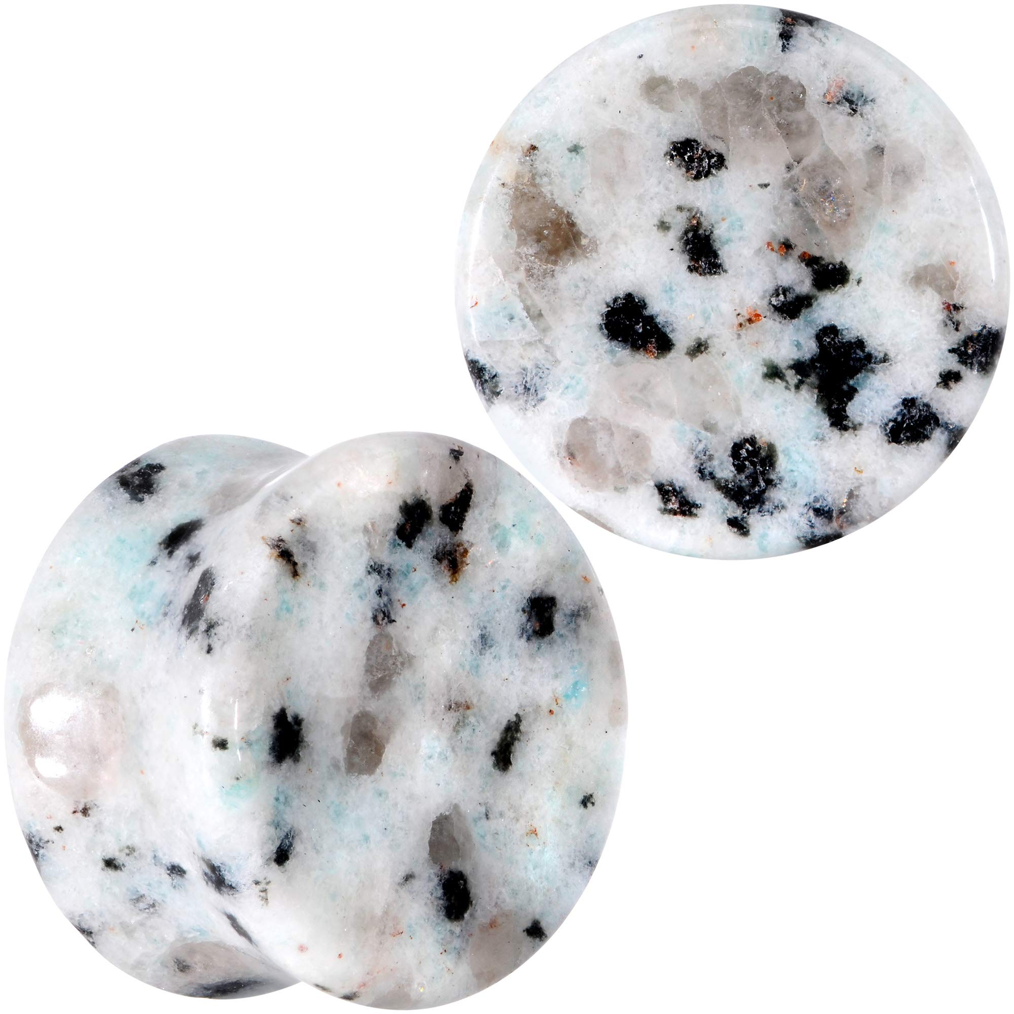 Body Candy 5/8" Womens 2PC Tianshan Jade Stone Saddle Plugs Double Flare Plug Ear Plug Gauges Set of 2