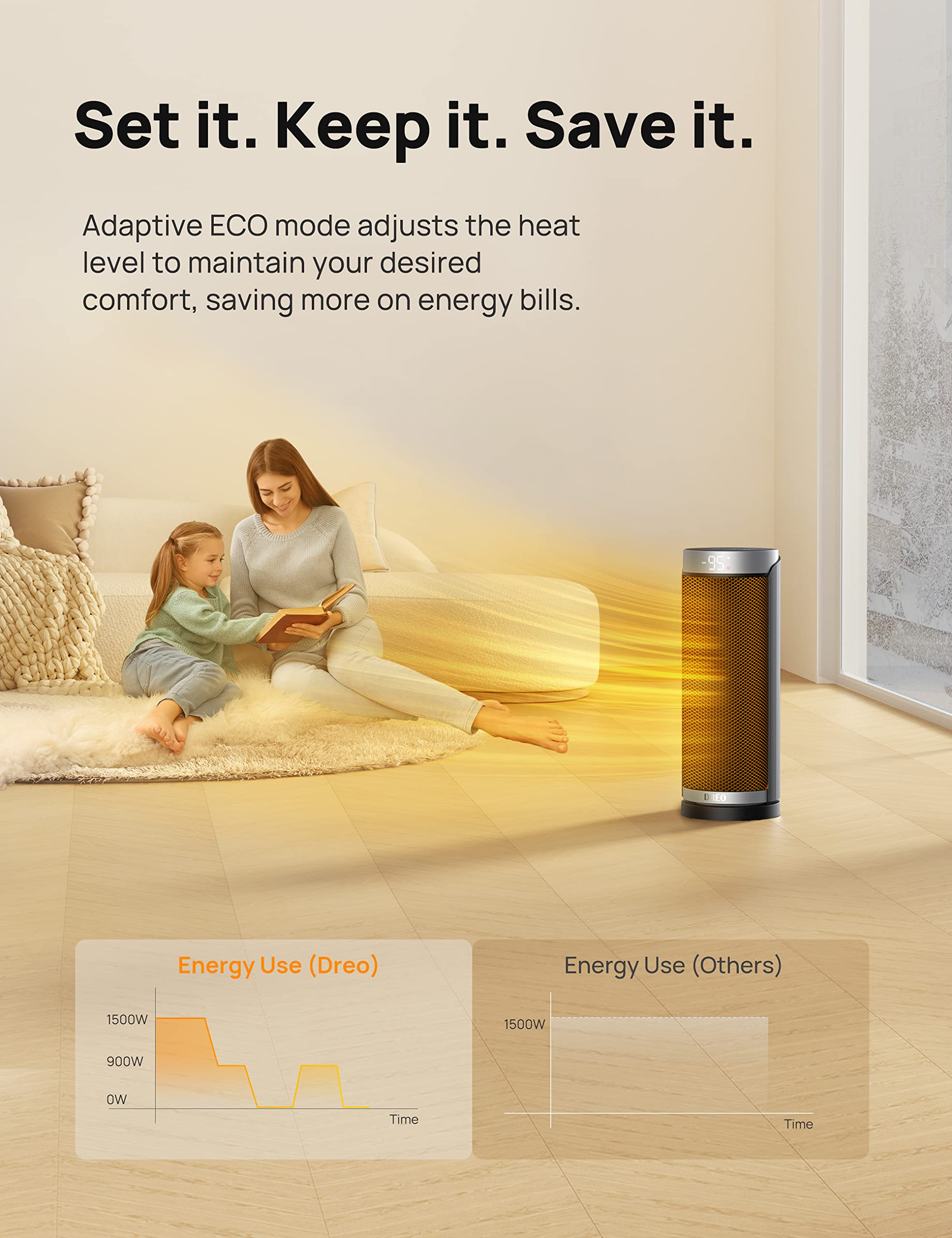 Dreo Space Heaters for Indoor Use, Electric Heater with Remote for Bedroom Large Room, 16 inch Upgraded 1500W Fast Heating with Thermostat, Overheating & Tip-Over Protection, 70°Oscillating, Portable