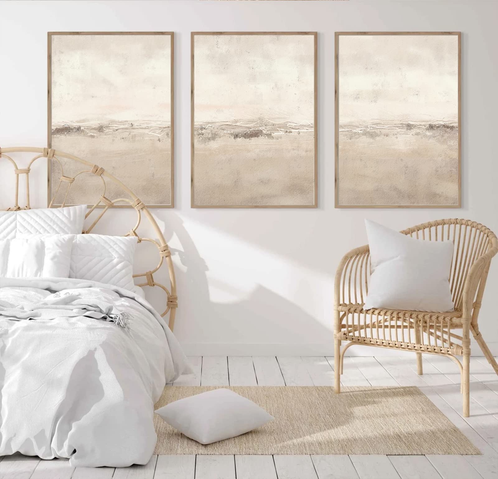 Baccone Beige Abstract Wall Art Set of 3 Neutral Canvas Wall Art Prints Boho Abstract Picture Modern Abstract Art Wall Decor Minimalist Artwork for Living Room Beroom Decor 16x24 Inch UNFRAMED