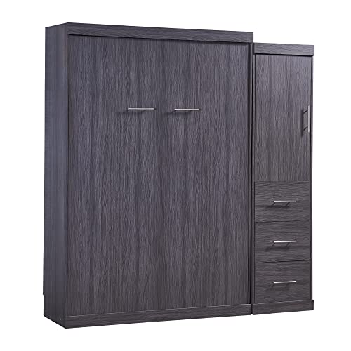 Full Murphy Bed Space-Saving Wall Bed with Wardrobe, Drawers and Storage Cabinet for Multipurpose Guest Room or Home Office