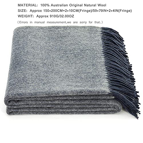 spencer & whitney Blanket Throws Wool Blanket Denim Blue Wool Throw Blanket Australian Cashmere Wool Throws Lightweight Blanket Throws for Couch