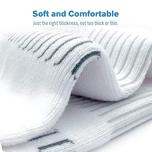 BERING Women's Performance Athletic Ankle Running Socks, Size 6-9, White, 6 Pairs