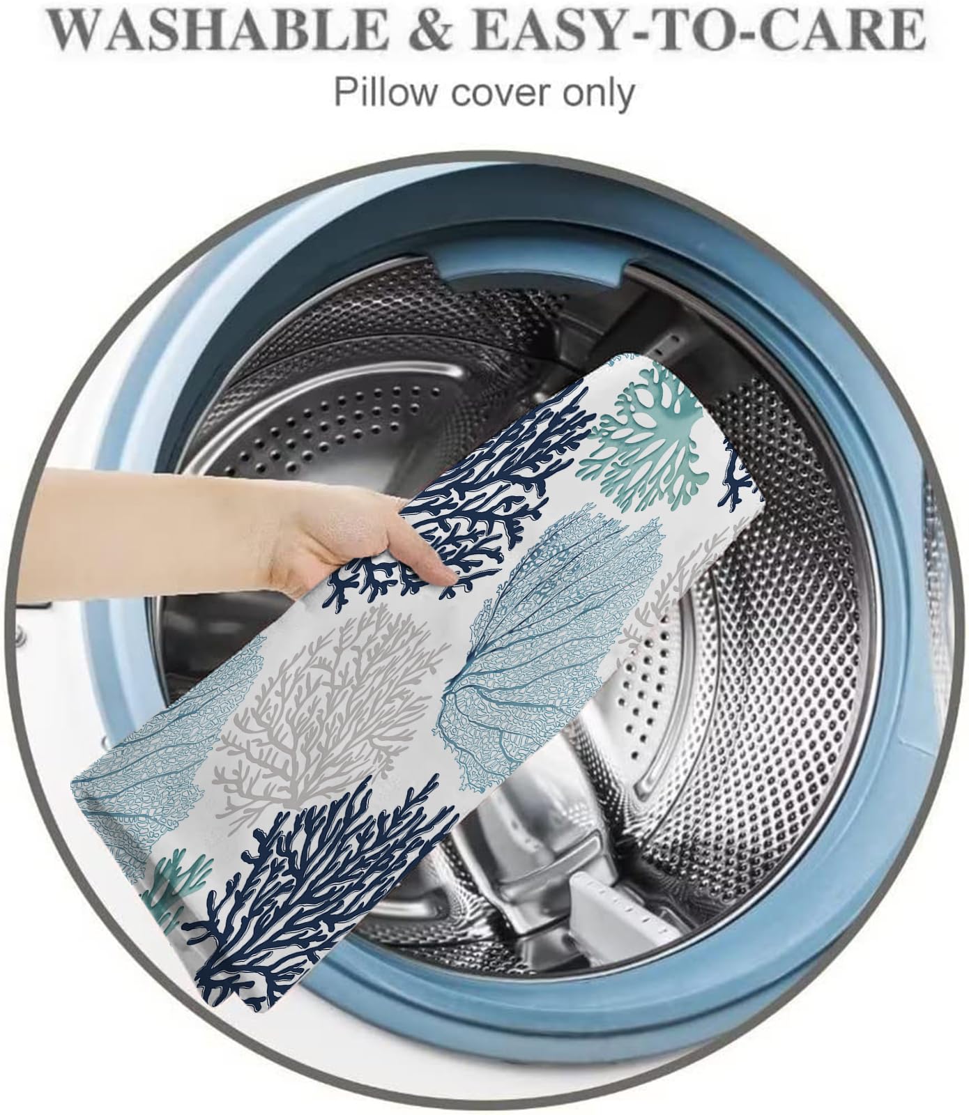 Beach Theme Body Pillow Cover,Nautical Blue Coral Ocean Marine Coastal,Long Pillow Case Protector with Zipper Decorative Soft Rectangle Bed Pillowcases for Bedroom,Couch,Home Gifts 20"x54",Teal Blue