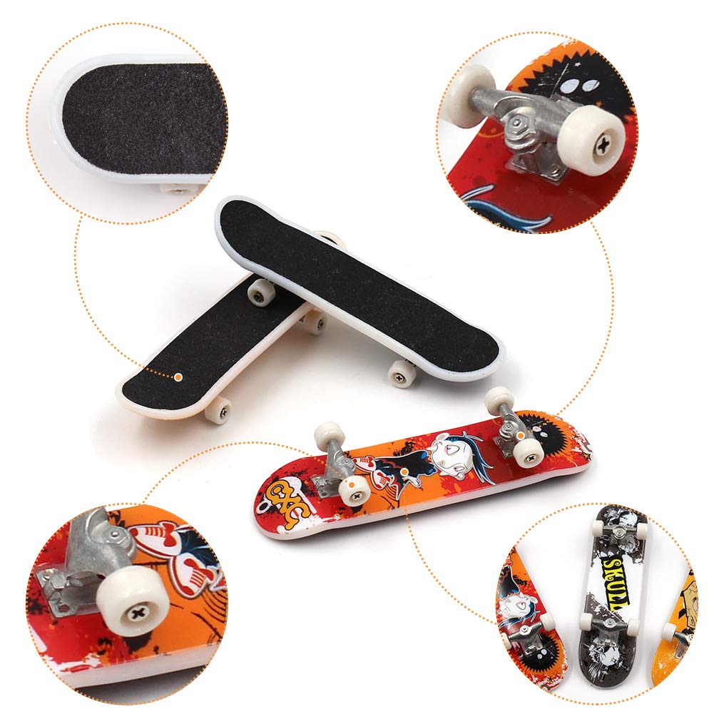 icoko Skate Park Kit, 8 PCS Skate Park Kit Ramp for Mini Finger Skateboard Ultimate Parks Training Props with 3 Finger Skateboard and 4 Silicone Mat Set