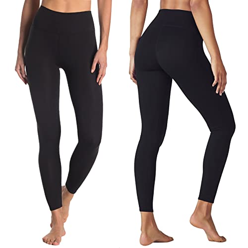 GAYHAY High Waisted Leggings for Women - Soft Opaque Slim Tummy Control Printed Pants for Running Cycling Yoga A-Black