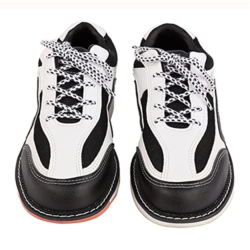 DAMANDO Mens Bowling Shoes, Lightweight Bowling Sport Trainers for Female Leather Lawn Bowls Shoes with Sliding Soles,White,8