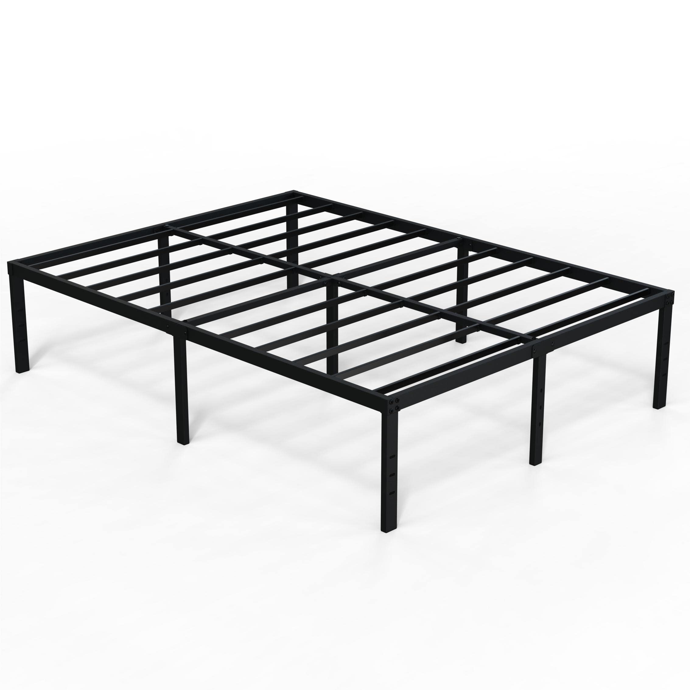 EMODA 18 Inch California King Bed Frames Heavy Duty Tall Metal Cal King Platform with Large Storage Space, No Box Spring Needed, Noise Free, Black