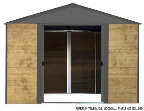 Arrow 10' x 8' Ironwood Galvanized Steel Hybrid Outdoor Shed Kit, Anthracite