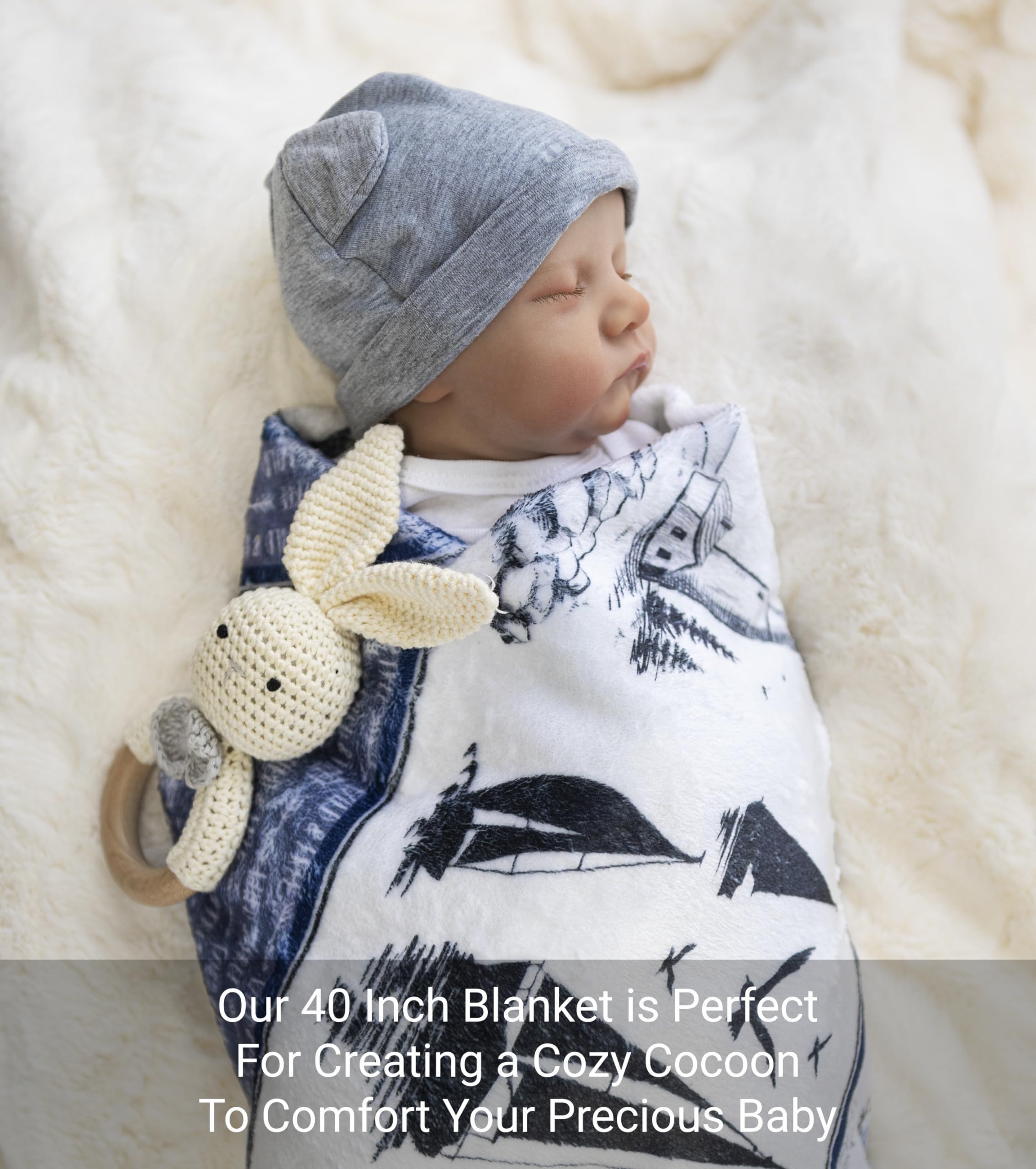 Woodland Creatures Personalized Blanket for Baby Boy, Infant & Toddler Minky Personalized Baby Blanket with Name - Custom Baby Blanket, Personalized Baby Blankets for Boys (30"x40" White Back)