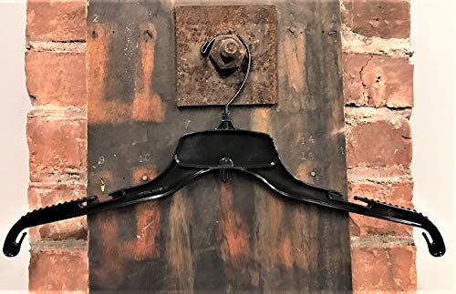 NAHANCO 28800BH Black Plastic Top Hanger, Heavy Weight, Black Hook, 17" (Bulk Pack of 100)