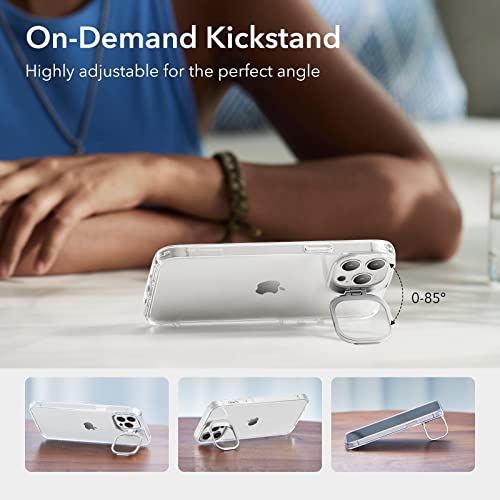 ESR Classic Kickstand Case Compatible with iPhone 14 Pro Max Case, Clear Case with Stand, Military-Grade Protection, Built-in Camera Ring Stand, Scratch-Resistant Acrylic Back, Clear