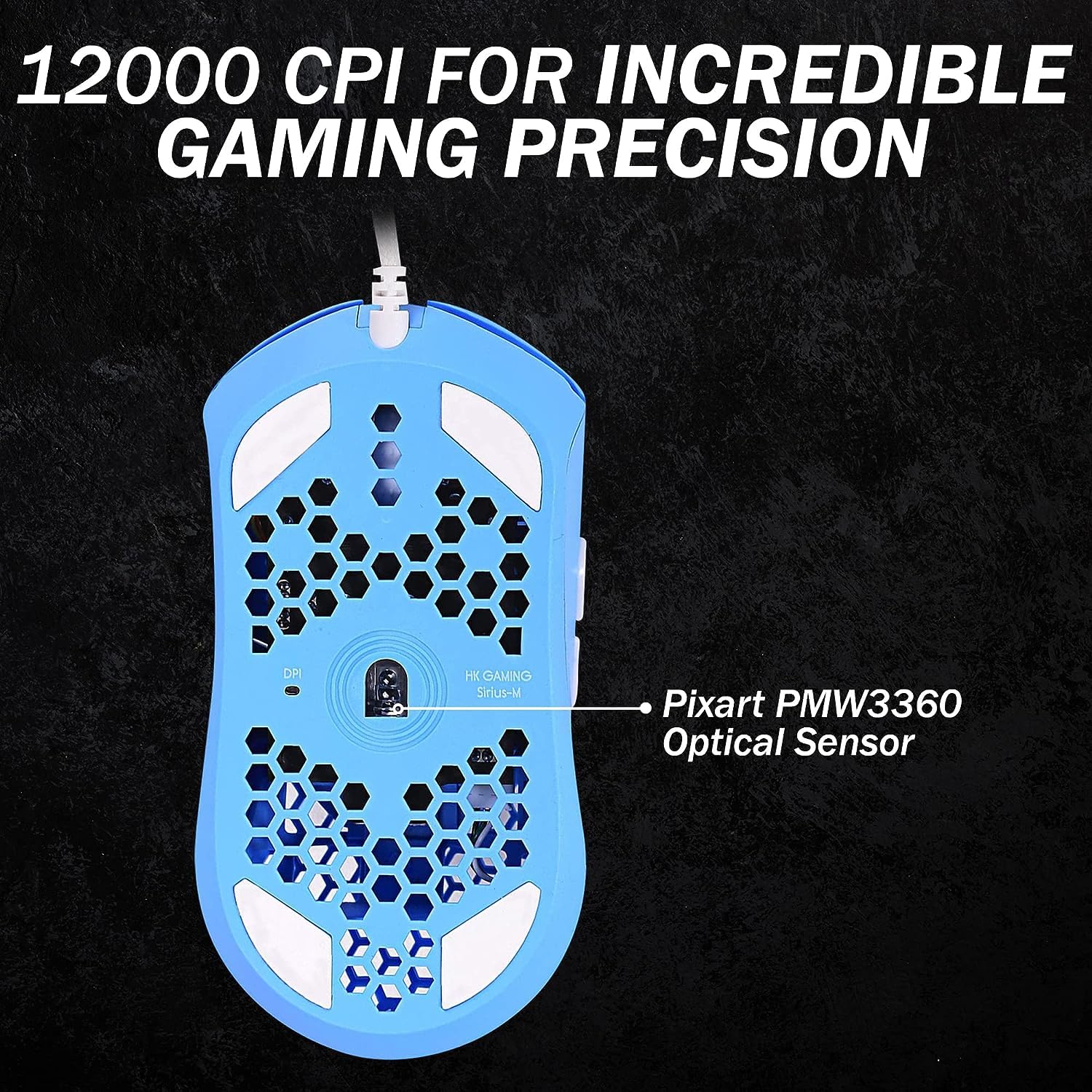 HK Gaming Sirius M Ultra Lightweight Honeycomb Shell Gaming Mouse | 54 Grams | 16000 cpi | USB Wired | 6 programmable Buttons | On-Board Memory | Anti Slip Grips | Sirius-M 16000cpi Horizon