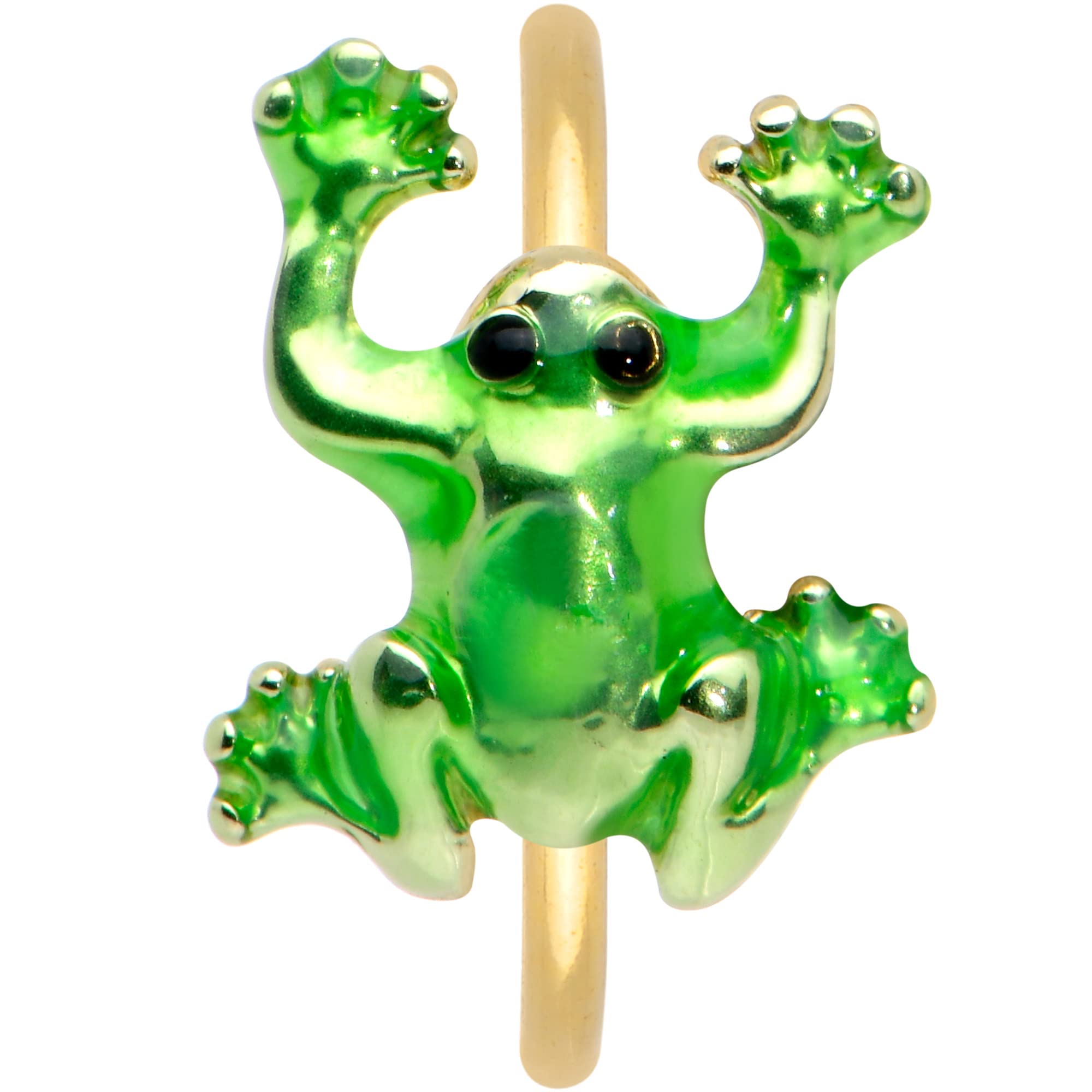 Body Candy Womens 20G Stainless Steel Nose Ring Green Tree Frog Nose Hoop Ring Circular Nose Ring 5/16β
