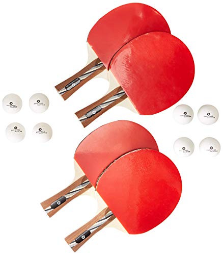 BackyardAllStar | Table Tennis - Ping Pong Paddle Set - 4 Wooden Paddles and 8 Balls with Carrying Bag Organizer for Travel and Storage