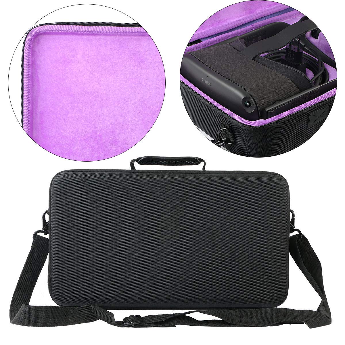 Khanka Hard Travel Carrying Case Replacement for Oculus Quest 2 Virtual Reality VR Gaming Headset & Accessories (Inside Blue)