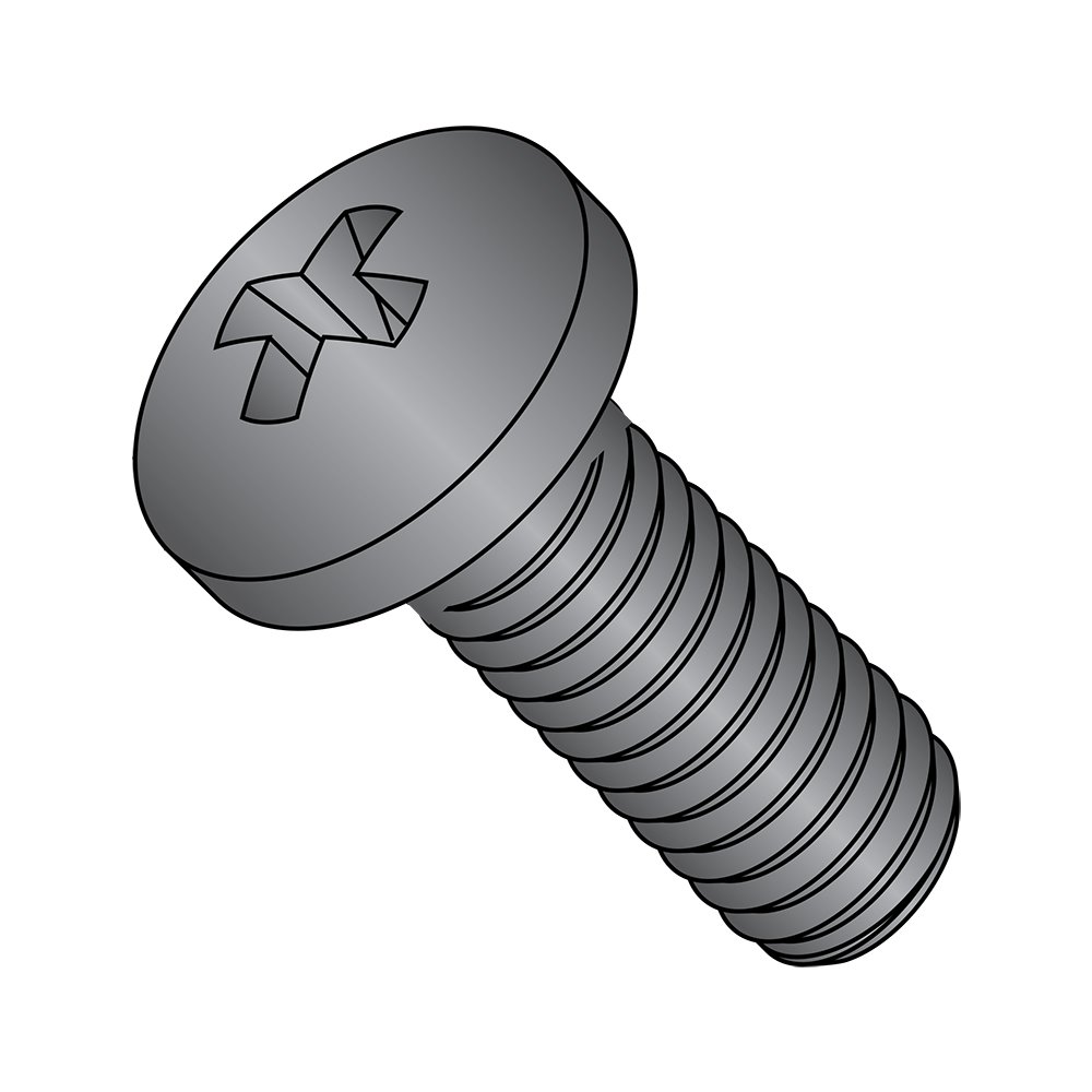 Small Parts 0506MPPBZ Steel Pan Head Machine Screw, Black Zinc Plated, Meets ASME B18.6.3, #2 Phillips Drive, #5-40 Thread Size, 3/8" Length, Fully Threaded, Import (Pack of 100)