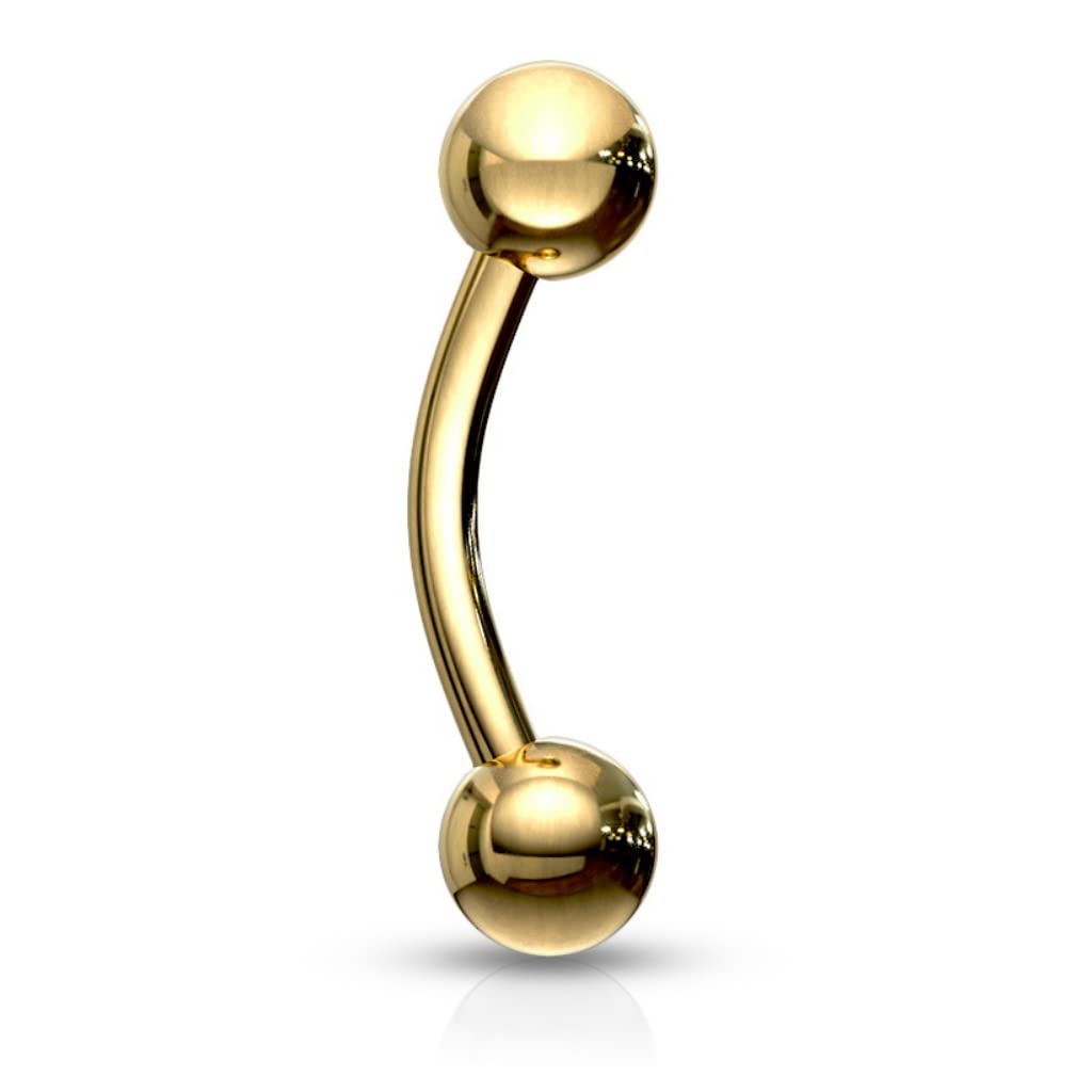 BODY DAZZ Petite Belly Button Navel Rings Surgical Steel 14G 8mm Curved Barbell Smaller than Standard (Goldtone (1pc))