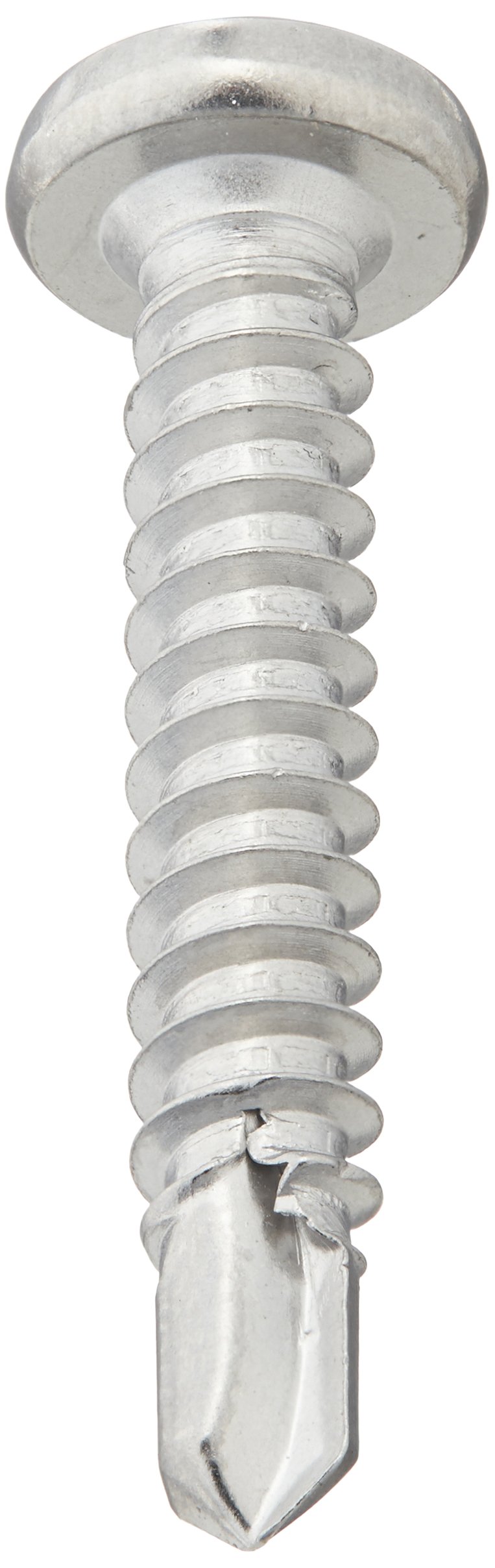 Small Parts 0816KQP410 410 Stainless Steel Self-Drilling Screw, Plain Finish, Pan Head, Square Drive, #2 Drill Point, #8-18 Thread Size, 1" Length (Pack of 25)