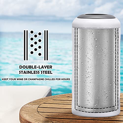 MAXSO Wine Chiller Bucket, Portable 750ml Champagne & Wine Bottle Cooler Keep Wine & Beverages Cold, Stainless Steel Vacuum Insulated Wine Gifts for Wine Lovers - White