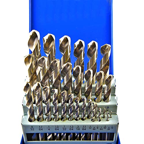 MaxTool 29 Pieces Drill Set 29PCs/29-Piece Twist Drill Bit Set High Speed Steel M2 Fully Ground 3-Flat 1/16β to 1/2βx64th Fractional; JBS02W13R029P