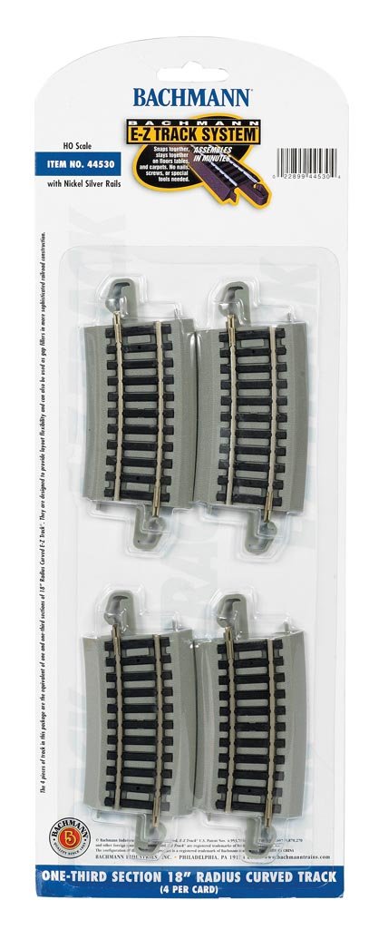 Bachmann Trains Snap-Fit E-Z Track One-Third Section 18" Radius Curved Track (4/card) by Bachmann Trains