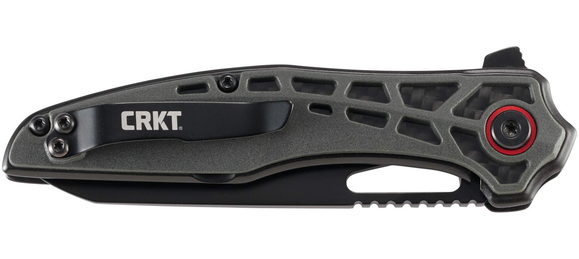 COLUMBIA RIVER KNIFE & TOOL Thero EDC Folding Pocket Knife: Everyday Carry Folder, Plain Edge, Sheepsfoot Blade with Black Oxide Finish, Flipper, Glass Reinforced Nylon and Carbon Fiber Handle 6290