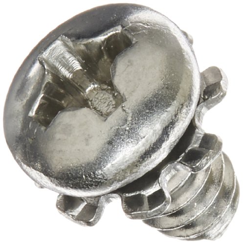Small Parts 18-8 Stainless Steel Machine Screw, Plain Finish, Pan Head, Phillips Drive, Meets ASME B18.13, External-Tooth Lock Washer, 1/4" Length, Fully Threaded, #4-40 UNC Threads (Pack of 50)