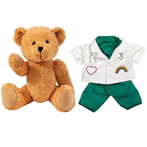 HollyHOME Doctor Bear Stuffed Animal Plush Teddy Bear in Scrubs and White Coat Gifts for Doctors Students and Kids 10 Inch