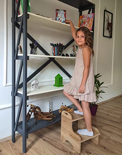 SAPPHIRE HOME Step Stools for Kids, Durable Safe Sturdy Easy Assembly No Screw Toddler Step Stool for Bathroom Sink, Montessori Design Potty Traing Step Stool