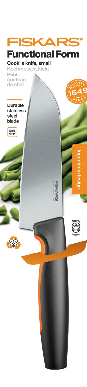 Fiskars Chef's Knife, Small, Functional Form, Total Length: 24 cm, Japanese Stainless Steel/Plastic, 1057541