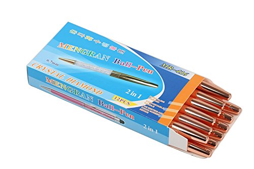 MengRan Rose Gold Pen Diamond Crystal Ballpoint Pens (Pack of 12)(rose gold)