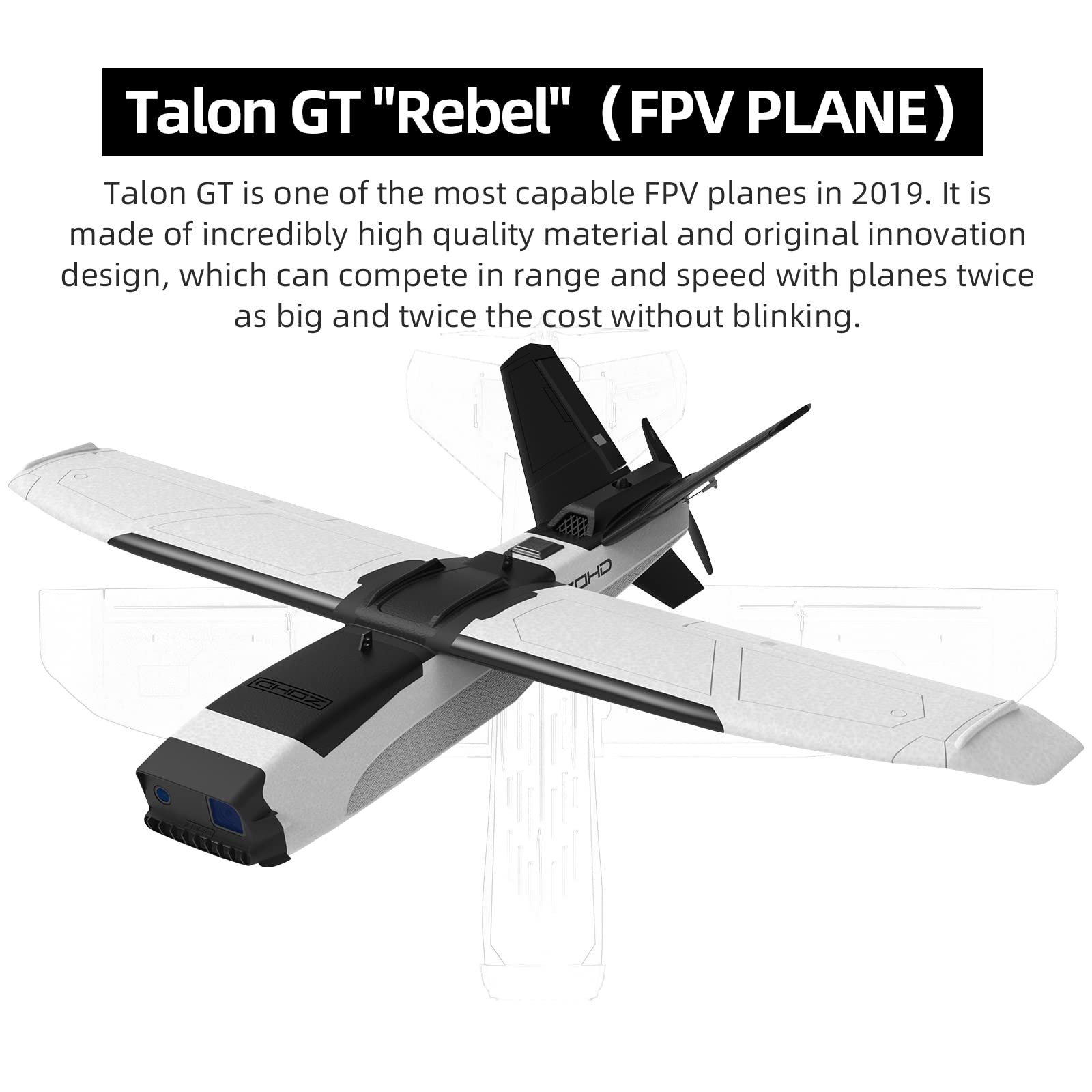 Buddy RC ZOHD Talon GT Rebel FPV Airplane, V-Tail BEPP FPV Aircraft RC Airplane for Adults with 1000MM Wingspan, Easy Controlled RC Plane for The Beginners (KIT Version,White)