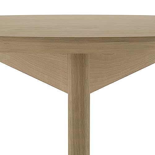 DAIVA CASA Orion Light 31 inch 3 Legs Round Table for 3 Person - Birch Solid Wood Kitchen & Dining Room Furniture - Mid Century Modern Scandinavian Style β Brown Table for Small Space