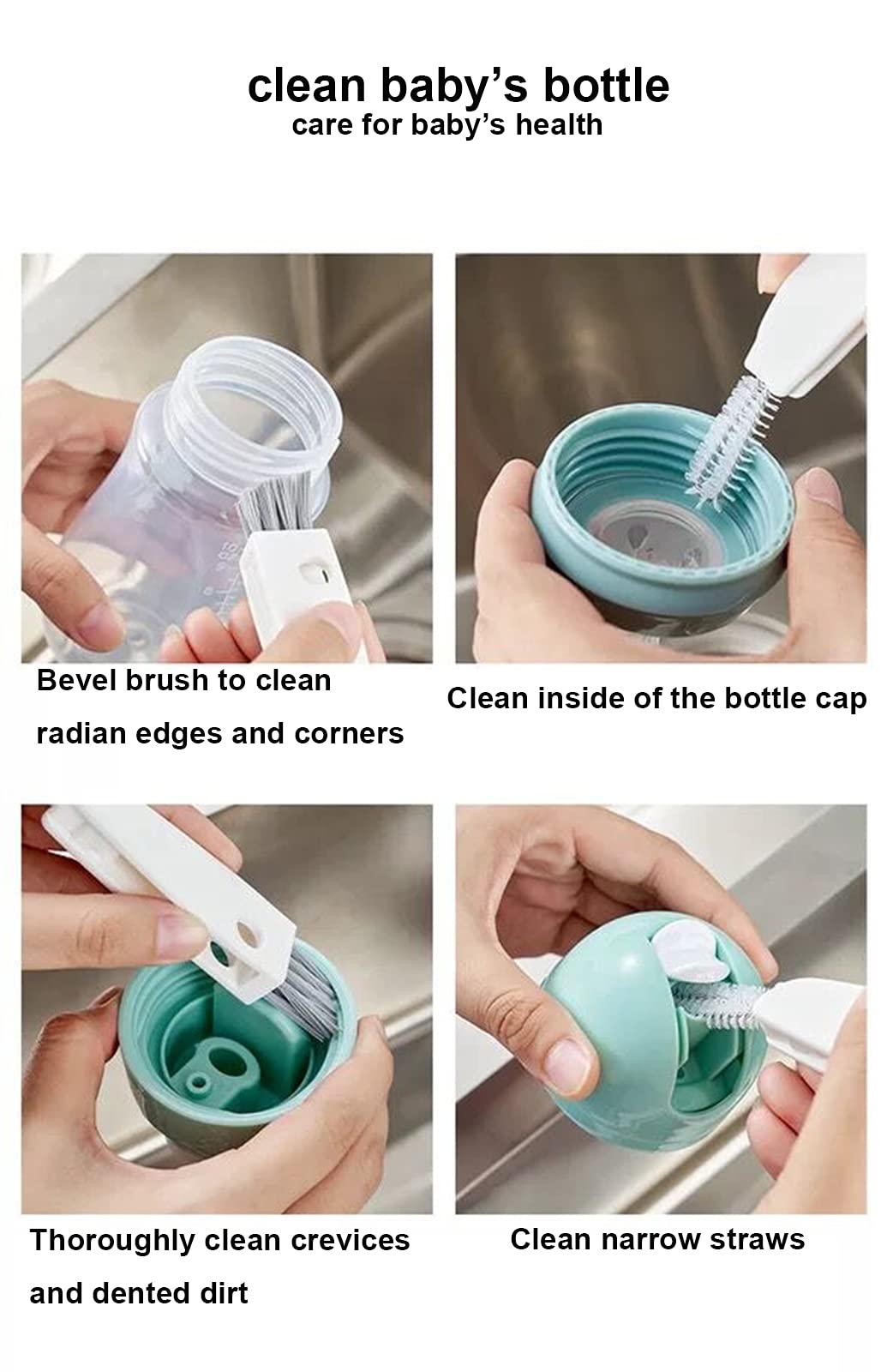 BSMstone Tiny Cleaning Brush-Mini Multi-Functional Crevice Cleaning Brush, Water Bottle Cleaning Tools for Bottle Cup,Nursing Bottle Cup-1Pack…