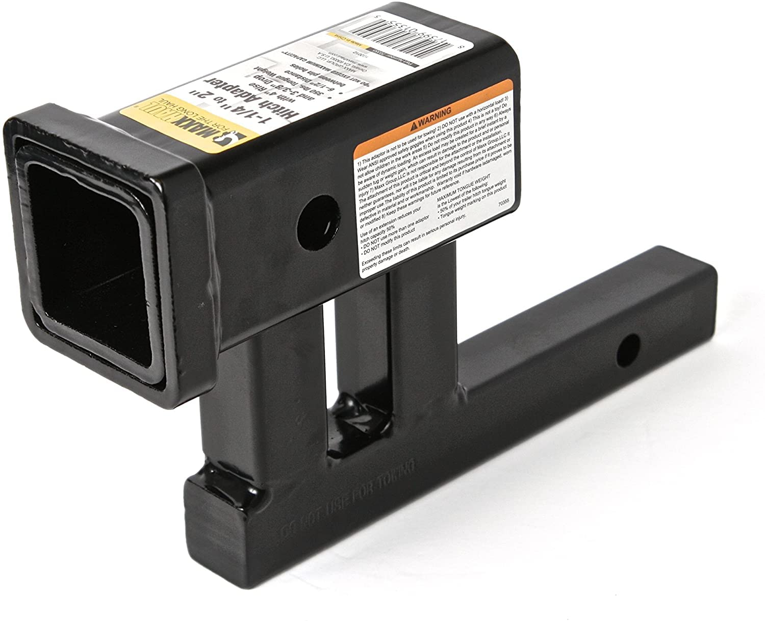 MaxxHaul 70355 1-1/4" to 2" (Fits class II only) Hitch Adapter with 4" Rise and 3-3/8" Drop