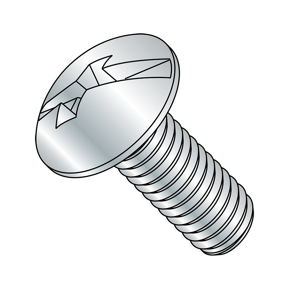 Small Parts 578355 Steel Truss Head Machine Screw, Zinc Plated Finish, Meets ASME B18.6.3, #2 Phillips/Slotted, #8-32 Thread Size, 7/8" Length, Fully Threaded, Imported (Pack of 100)