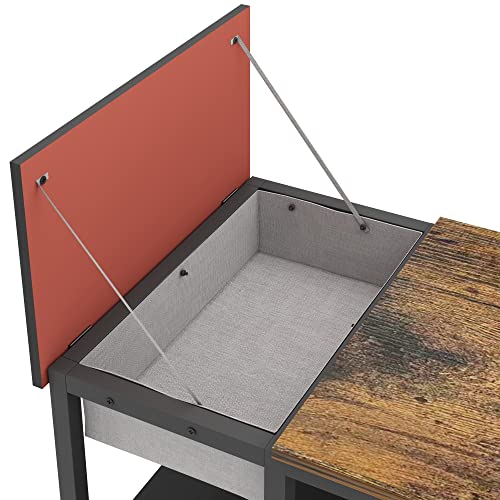 KAVFOCOY Simple Style Computer Desk with Storage Shelves Study Writing Table for Home Office Easy Assembly 55inch Rustic Brown