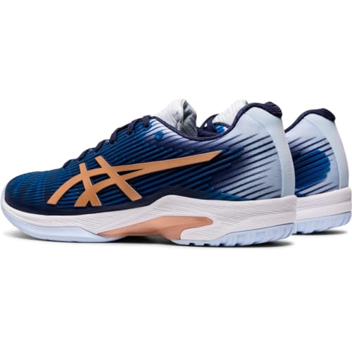 ASICS Women's Solution Speed FlyteFoam Tennis Shoes, 8, Peacoat/Rose Gold