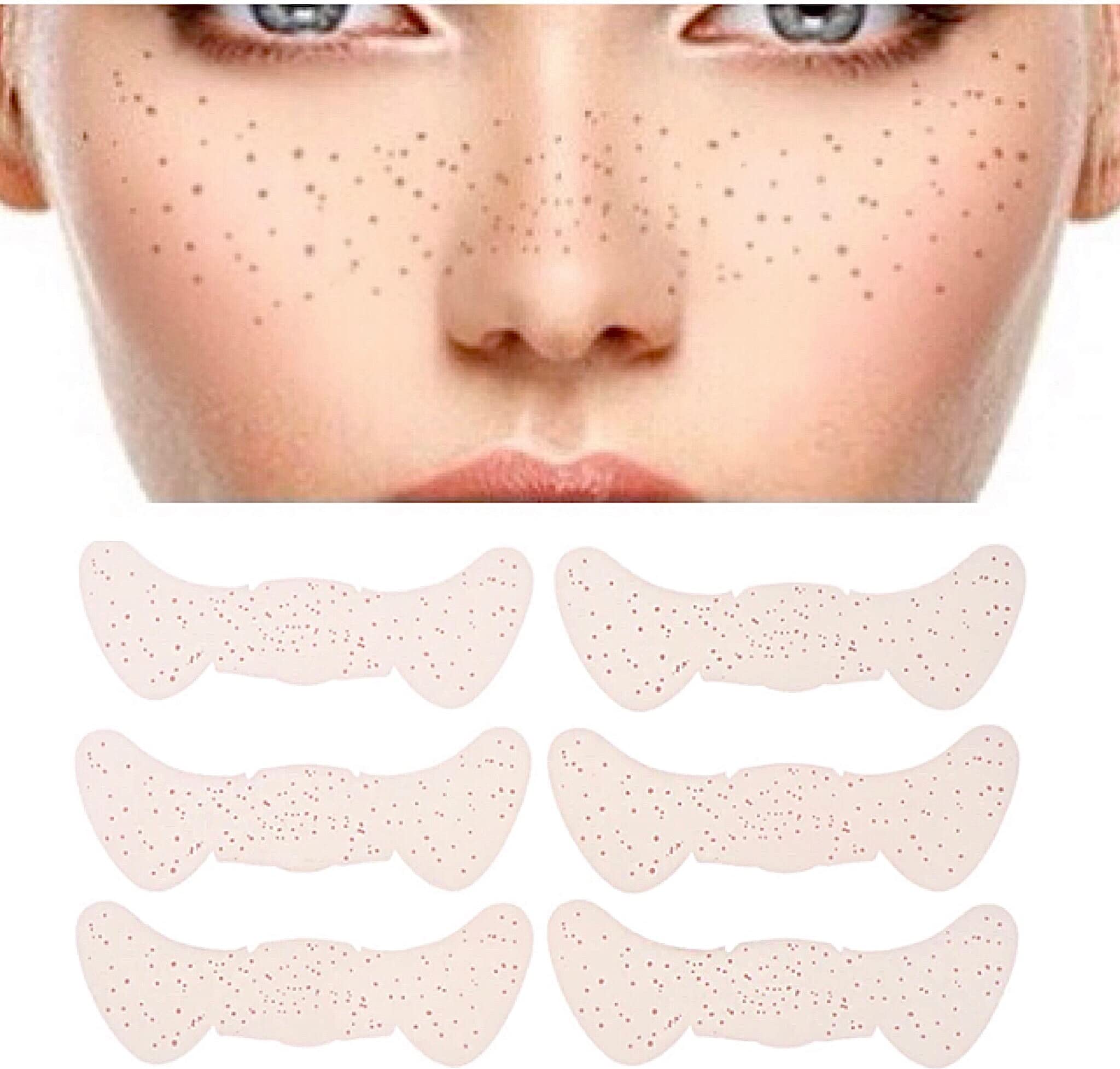 Frecklyz Waterproof Freckles - Pack of 6 Temporary Tattoo Face Stickers - Natural Looking Fake Tattoos Freckle Patch - Waterproof Makeup Accessories for Women