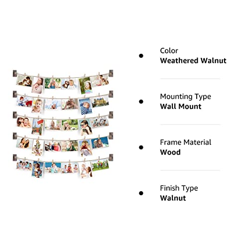 Emfogo Picture Frames Collage Wall Decor Photo Frame Collage Picture frames with 30 Clips Wall Decor