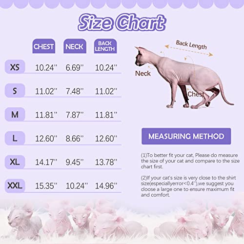 DENTRUN Sphynx Hairless Cats Shirt Pullover Kitten T-Shirts, Breathable Cat Wear Turtleneck Sweater Adorable Cat's Clothes Vest Pajamas Jumpsuit