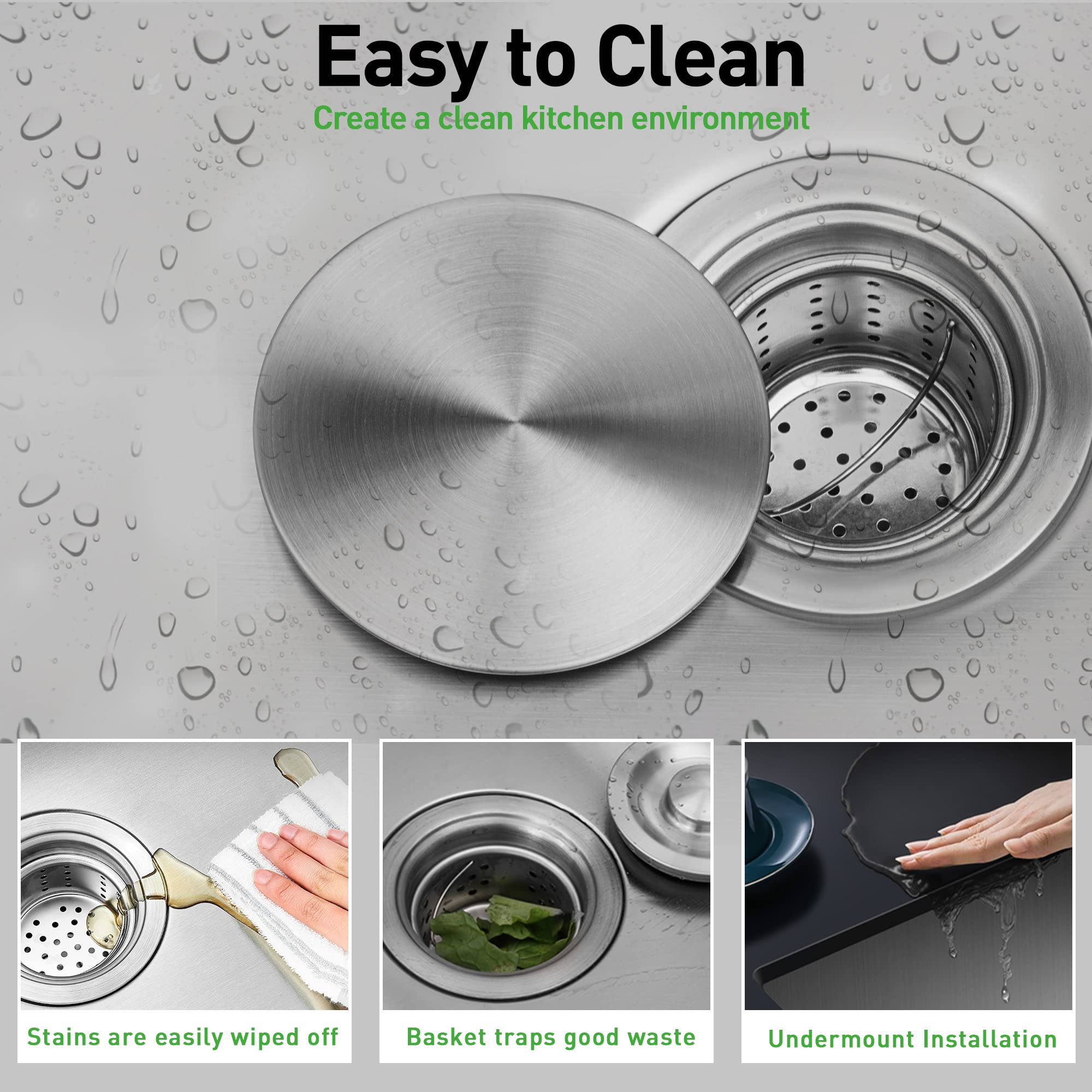 CITYLE 32 Inch Undermount Kitchen Sink, Stainless Steel Sink Handmade 50/50 Double Basin with Bottom Grid and Basket Strainer Drain for Bar Prep Kitchen(32'' x 18'' x 9'')