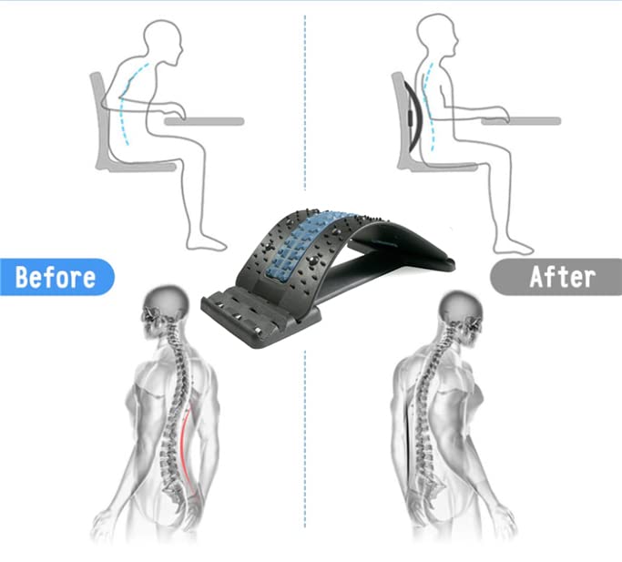Back Stretcher, Spine Board, Back Cracker, Adjustable Multi-Level Lower Back Stretcher, Lower Back Pain Relief Device with Magnet Acupoints, Back Muscle Pain Relief for Sciatica, Herniated Disc