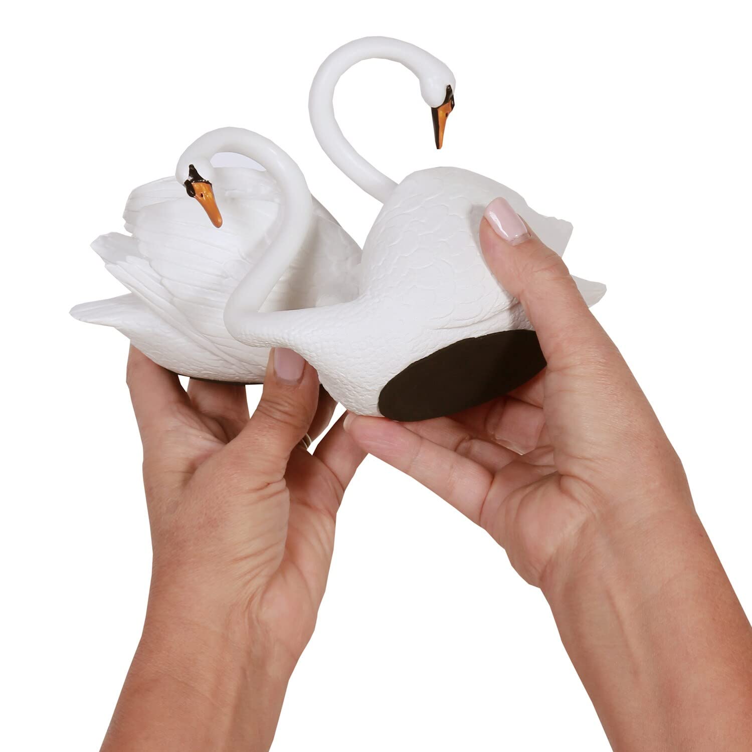 ART & ARTIFACT Two Piece Loving Swans - Intertwined Bird Pair Heart Sculpture, Home Decor Accent, Centerpiece