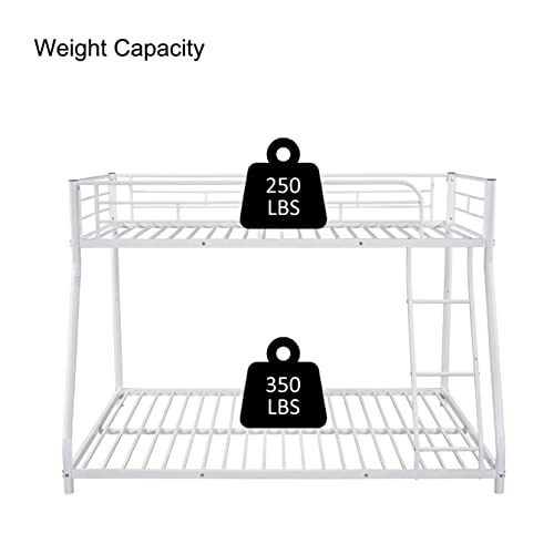 EMKK Twin Over Full Metal Bunk Bed,Metal Bunk Bed, Twin Over Full Size Beds with Sturdy Guard Rail & Ladder, Space-Saving/Noise-Free,Metal Bunkbed